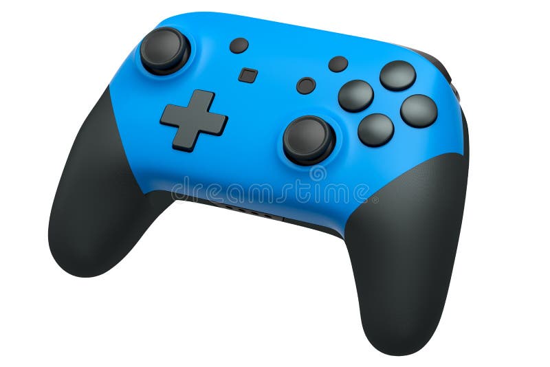 Realistic Blue Video Game Controller on White Background Stock ...