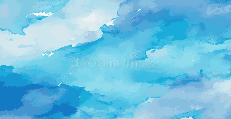Realistic Blue Watercolor Panoramic Texture Background - Vector Stock ...