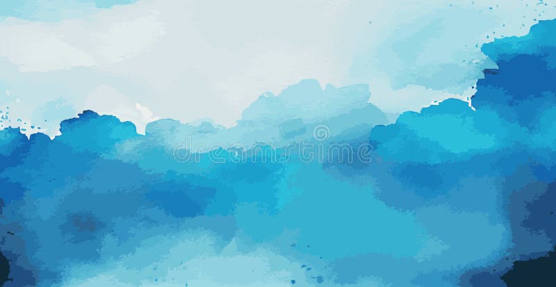 Realistic Blue Watercolor Panoramic Texture Background - Vector Stock ...