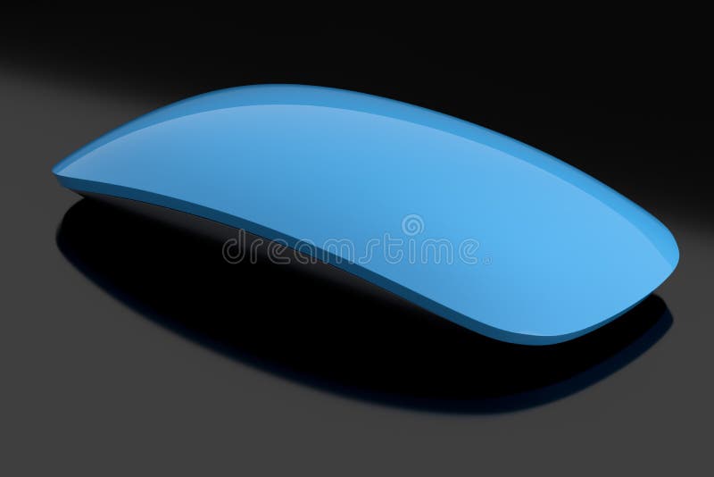 Realistic Blue Wireless Computer Mouse with Touch Isolated on Black ...
