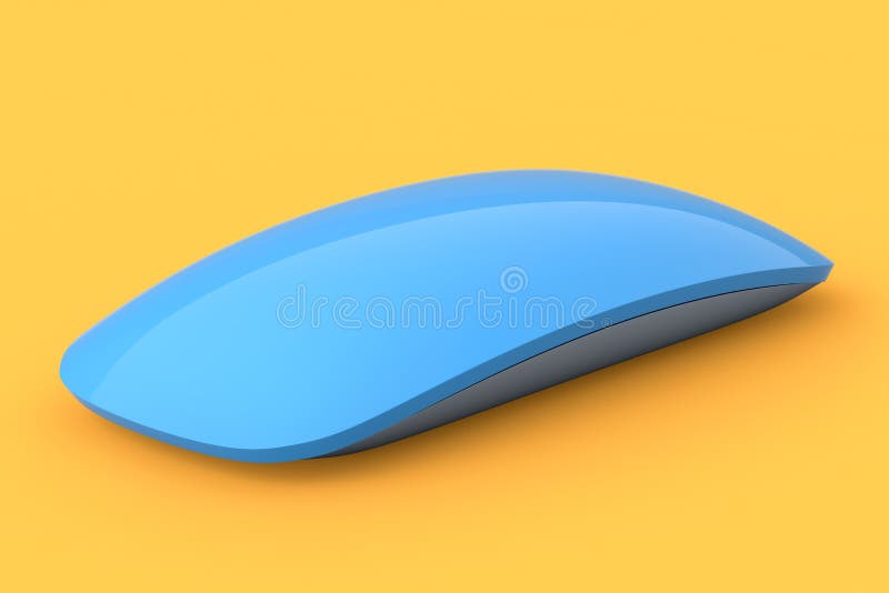 Realistic Blue Wireless Computer Mouse with Touch Isolated on Orange ...