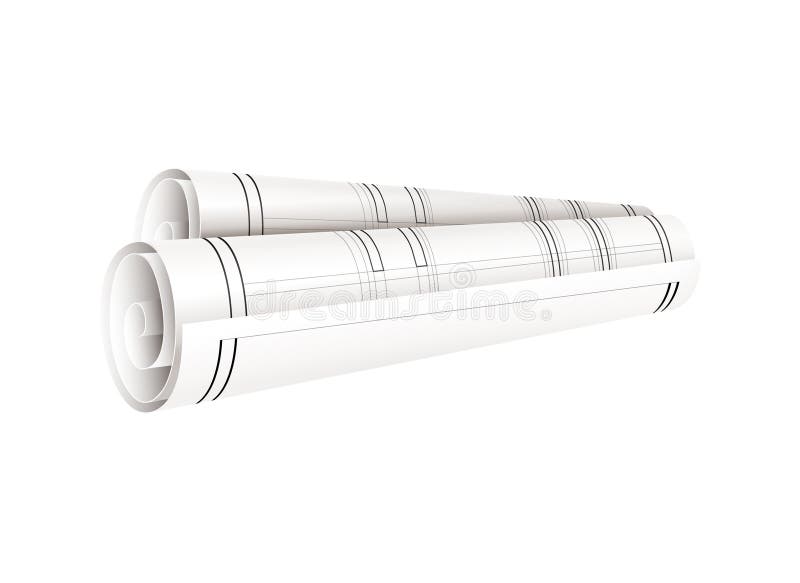 Realistic Blueprint Roll Composition Stock Vector - Illustration of ...