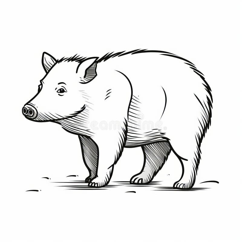 Realistic Boar One-line Drawing in Minimalistic Style Artwork Stock ...