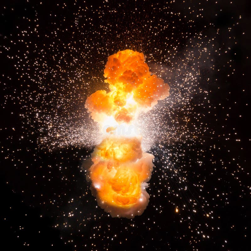 Realistic Bomb Explosion Busting Over a Black Background Stock ...