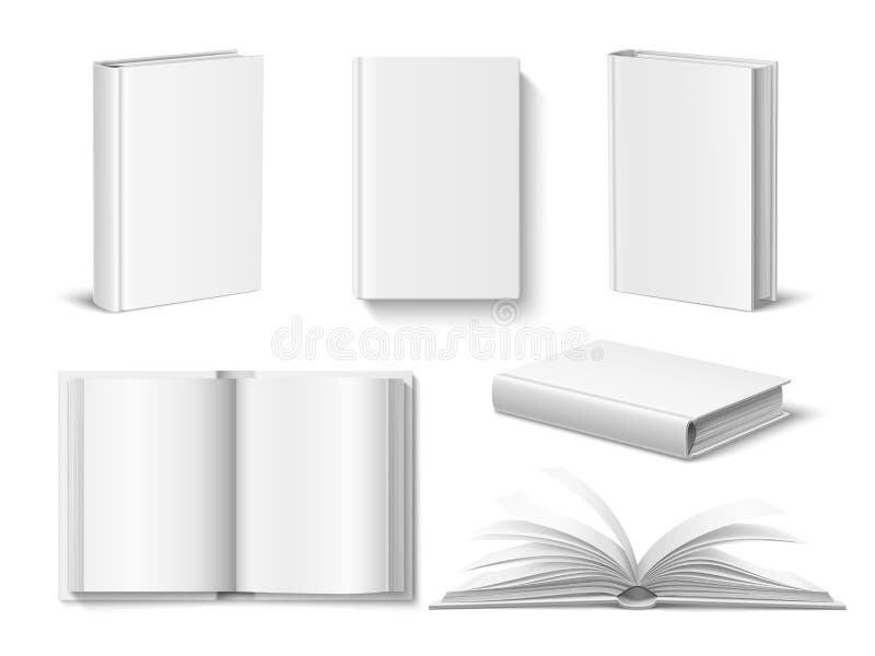 Realistic Books Mockup. White Blank Opened and Closed Book with ...