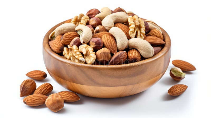 Realistic Bowl of Mixed Nuts on White Background Stock Image - Image of ...