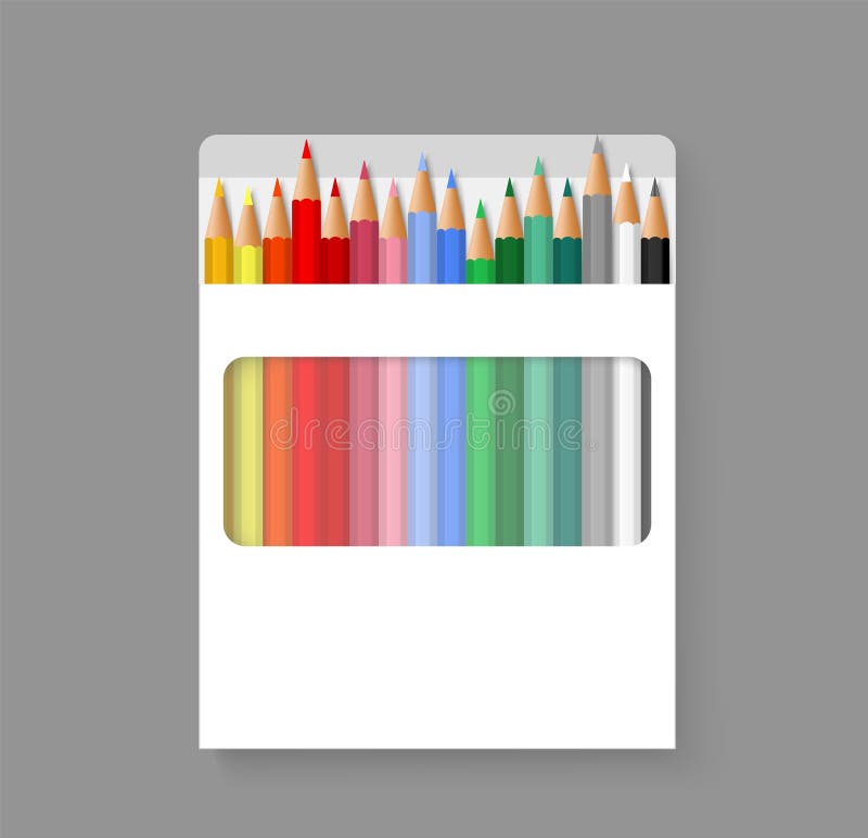 Realistic Box of Colored Pencils Design Template, Clipart or Mockup ...