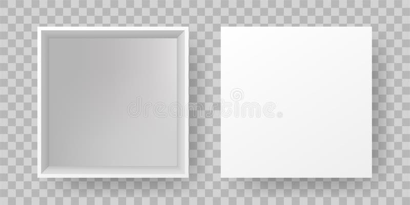 Realistic Boxes Mockup Top View. White Open 3d Square Package, Closed ...