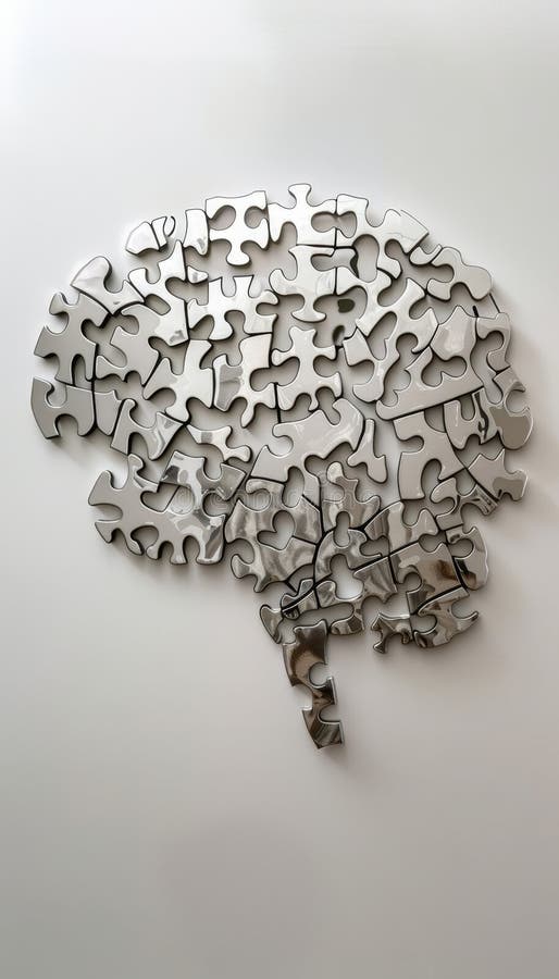 Realistic Brain Made of Interlocking Puzzle Pieces Symbolizing ...
