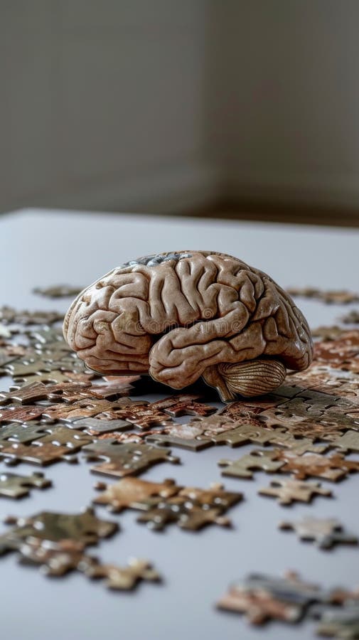 Realistic Brain Placed on Scattered Puzzle Pieces Stock Photo - Image ...