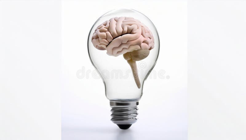 Brain Encased in a Light Bulb Symbolizing Innovative Thinking and ...
