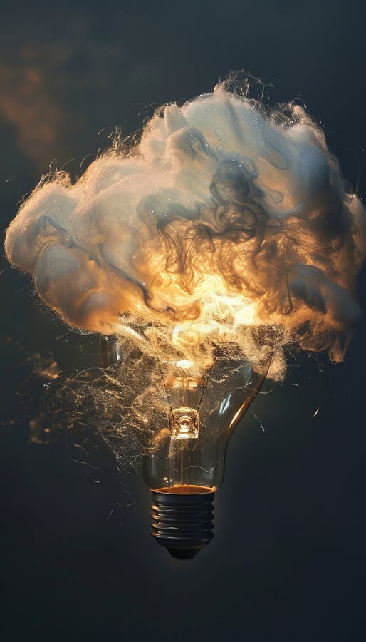 Realistic Brainstorm Cloud Made of Light - Creative Idea Visualization ...