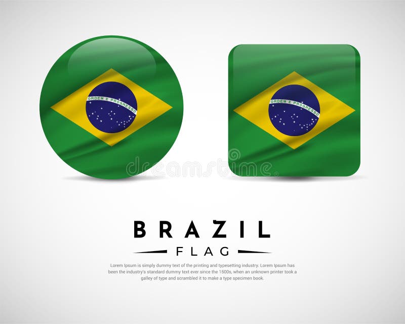 Realistic Brazil Flag Icon Vector. Set of Brazil Flag Emblem Vector ...