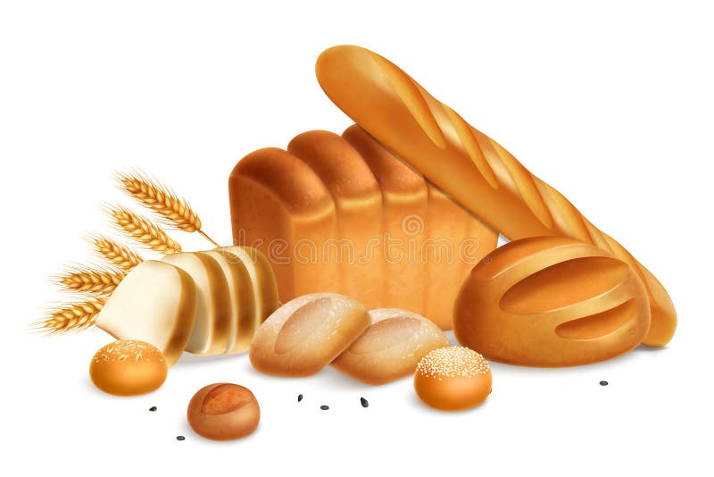 Realistic Bread Composition Stock Vector - Illustration of seeds, bread ...