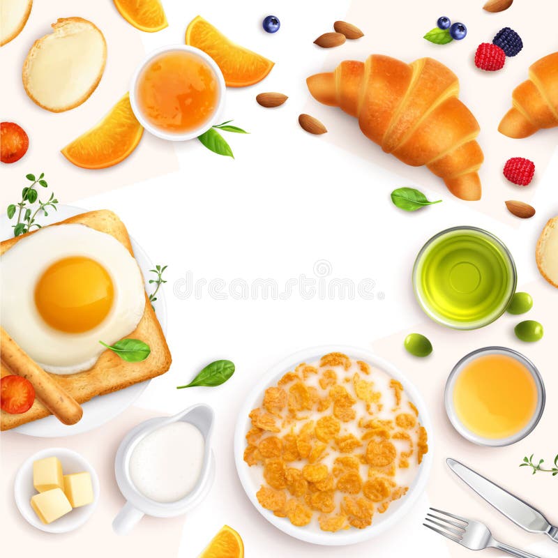 Realistic Breakfast Frame Composition Stock Vector - Illustration of ...