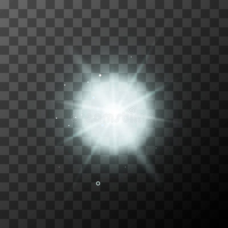 Realistic Bright White Sparkle with Magic Light Rays on Transparent ...