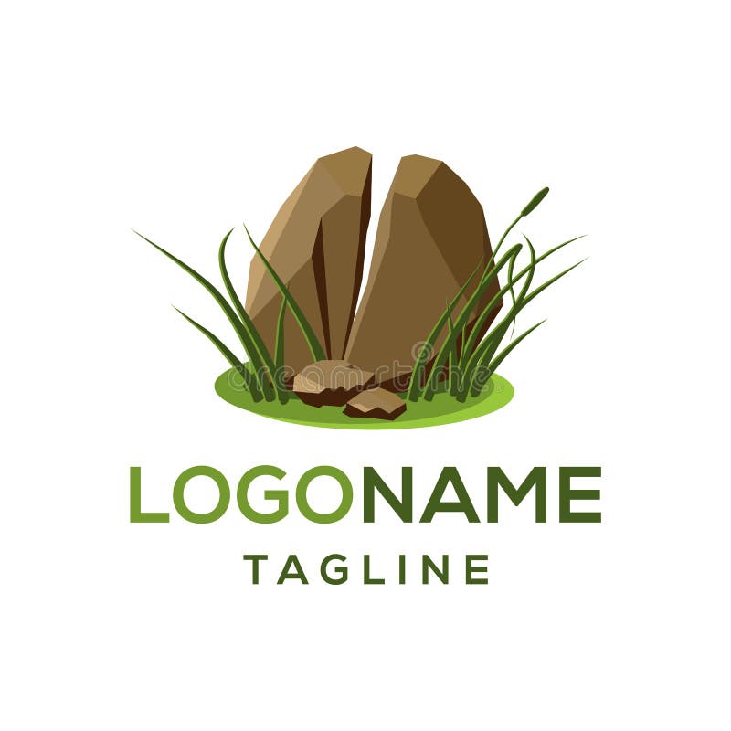 Realistic Broken Stone Logo Design Template Stock Vector - Illustration ...