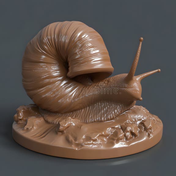Realistic Brown Snail Sculpture on a Base Stock Illustration ...