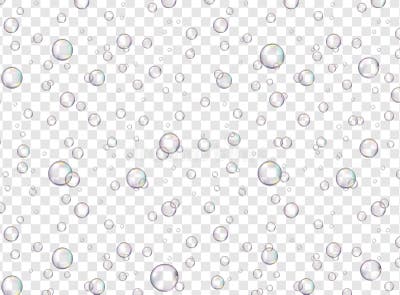 Realistic Bubbles on a Transparent Background. Vector Seamless Pattern ...