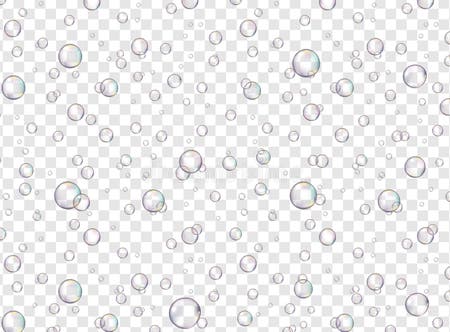 Realistic Bubbles on a Transparent Background. Vector Seamless Pattern ...