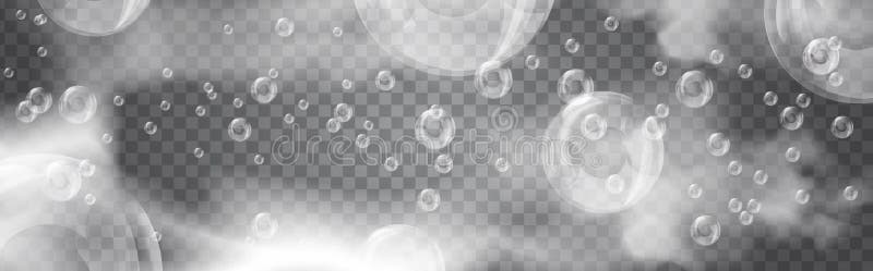 Realistic Bubbles and White Smoke on a Transparent Background Stock ...