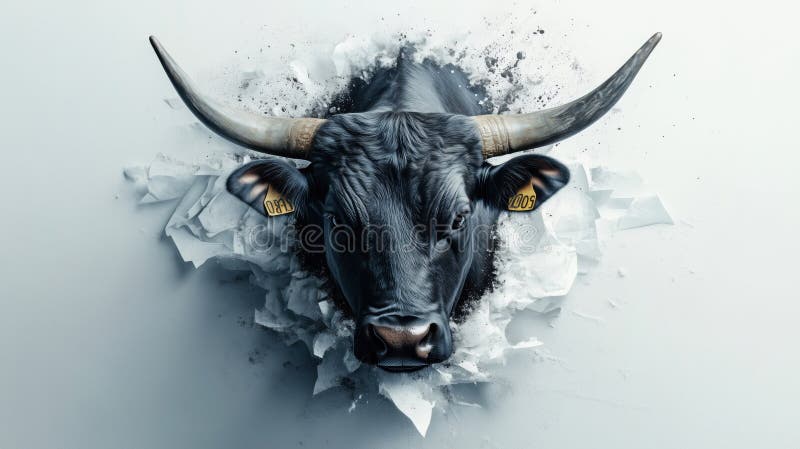 Realistic Bull Head Breaking through Wall with Dramatic Effect and ...