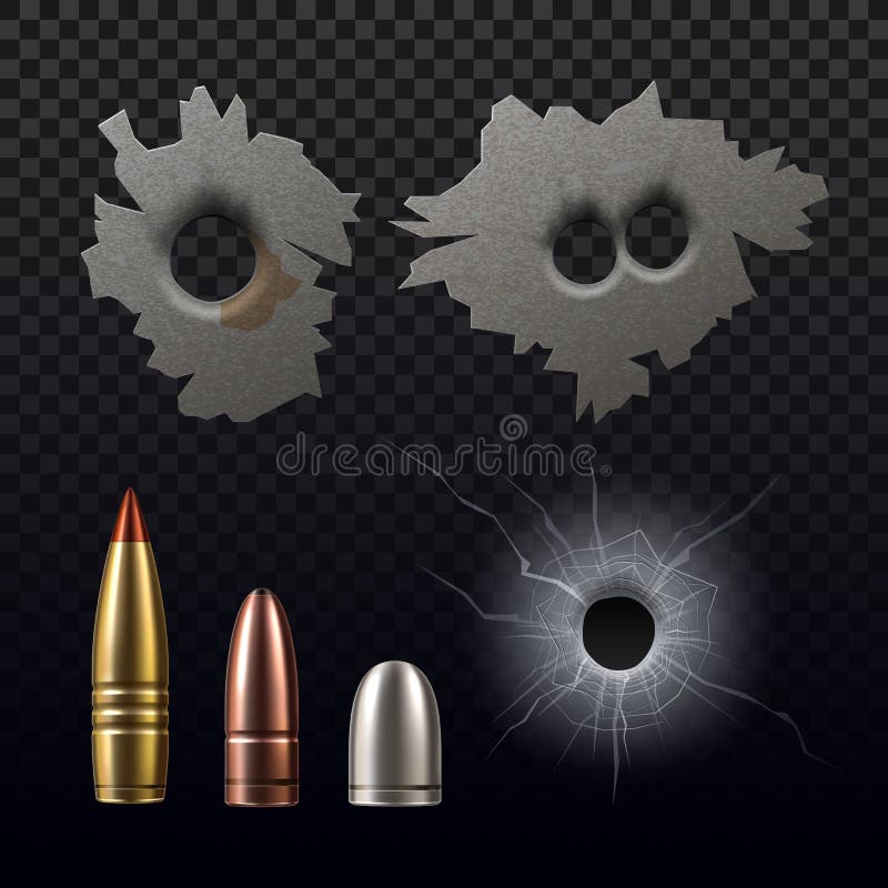 Realistic Bullet Holes. 3d Hole from Shots in the Metal Surface and ...