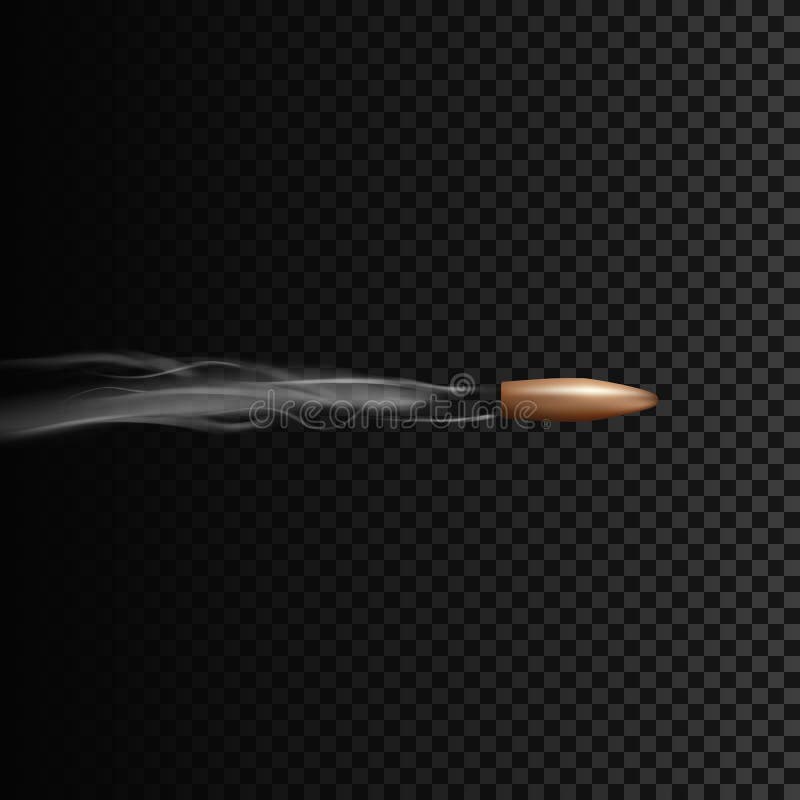 Realistic Bullet in Motion with Smoke Effect. Vector Illustration ...