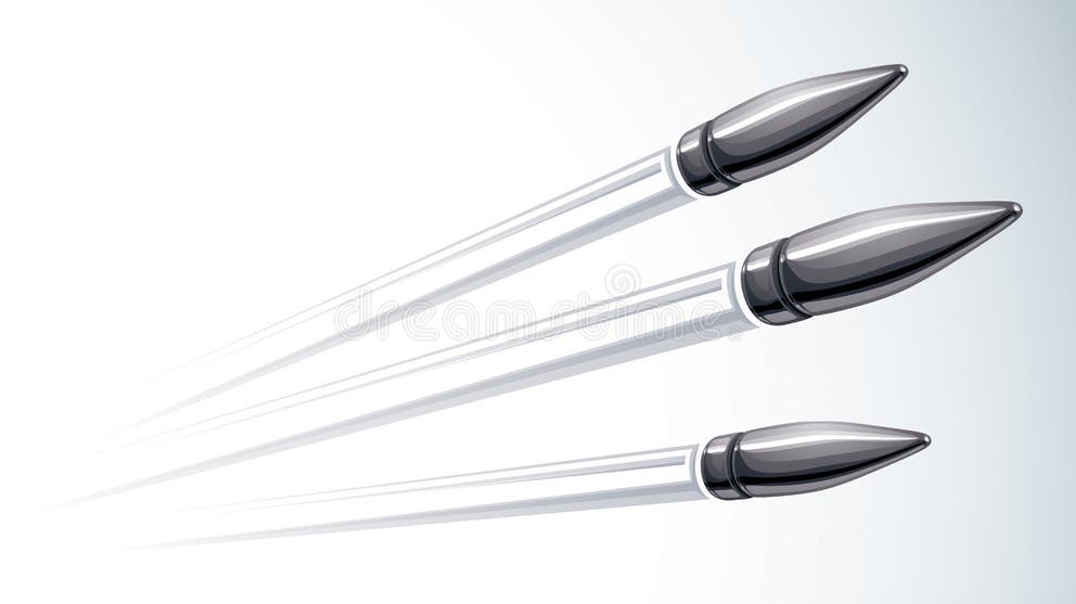 Realistic Bullets Flying Over White, Vector Stock Vector - Illustration ...