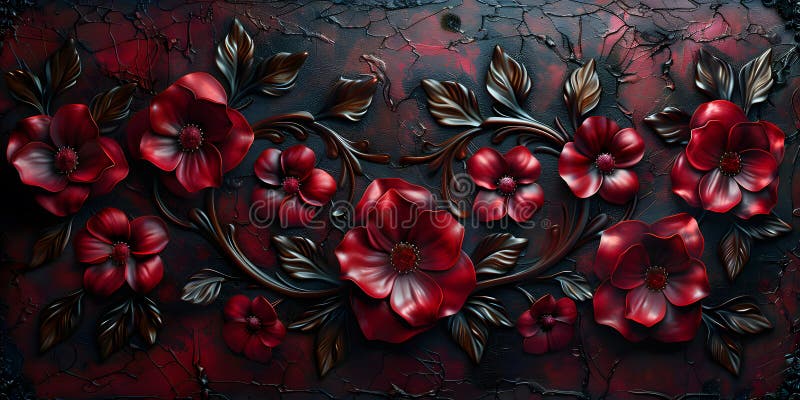 Realistic Burgundy Textured Canvas with Symmetrical Patterns and Depth ...