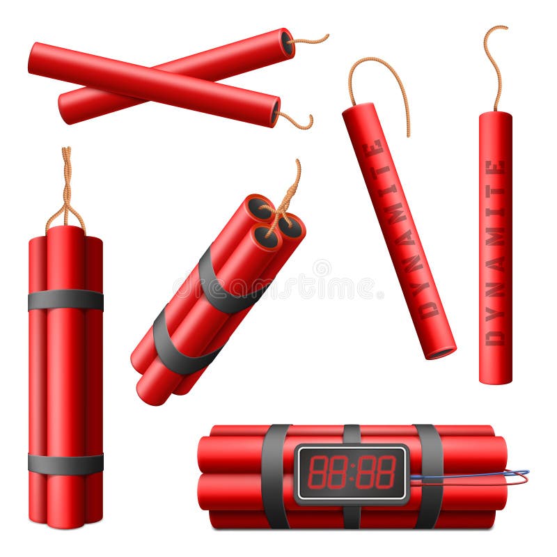 Realistic Burning Dynamite Bomb Sticks, 3d Explosive Red Bomb with ...