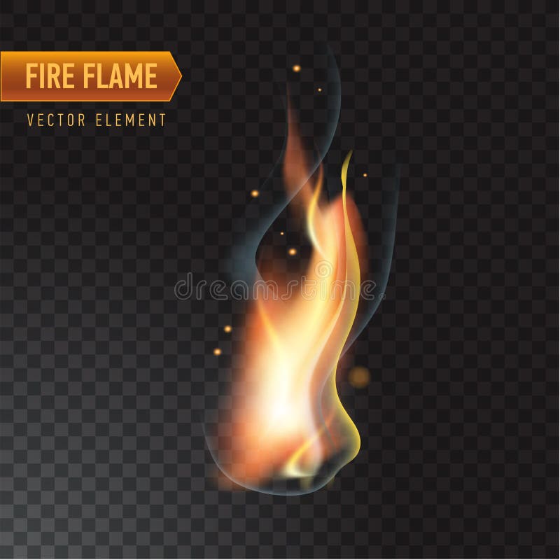 Realistic Burning Fire Flame, Vector Effect with Transparency. Stock ...