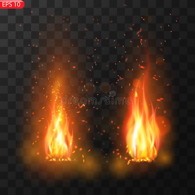Realistic Burning Fire Flames Vector Stock Vector - Illustration of ...
