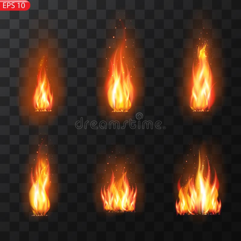 Realistic Burning Fire Flames Vector Stock Vector - Illustration of ...
