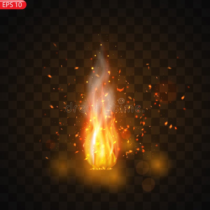 Realistic Burning Fire Flames Vector Effect with Transparency for ...