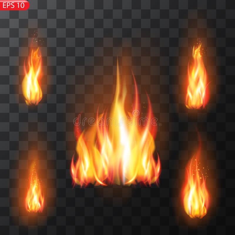 Realistic Burning Fire Flames Vector Stock Vector - Illustration of ...