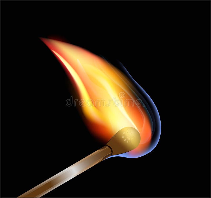 Realistic Burning Match. Matchstick Flame. Transparency Grid. Special ...