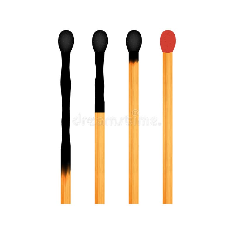 Realistic Burning Match on Transparency Grid Background. Vector Stock ...