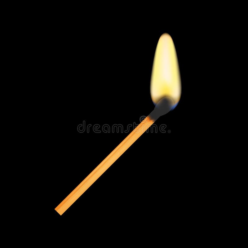 Realistic Burning Match on Transparency Grid Background. Vector Stock ...