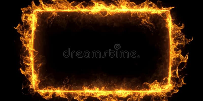 Realistic Burning Portal Fire Flame Gate with Square Borders for Photo ...