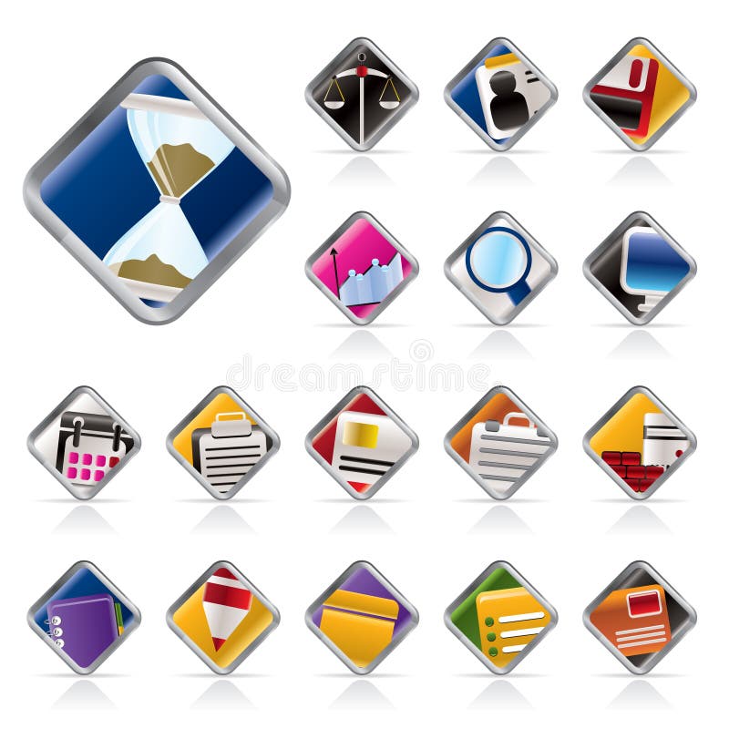 Realistic Business and Office Icons Stock Vector - Illustration of ...