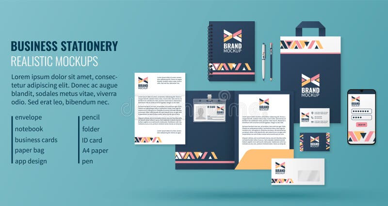 Realistic Business Stationery Composition Stock Illustration ...