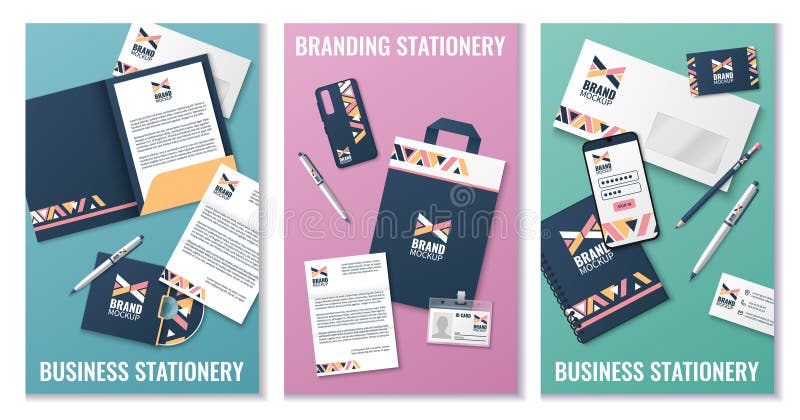 Realistic Business Stationary Card Set Stock Illustration ...