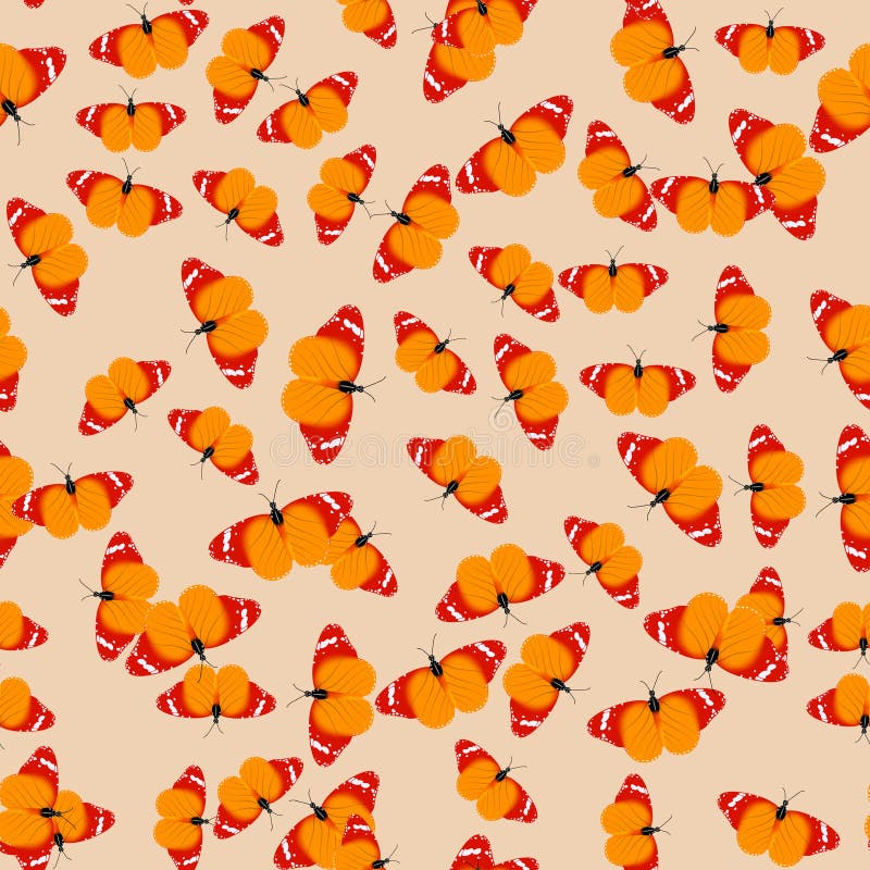 Realistic Butterfly Pattern. Seamless Vector Illustration of Yellow ... Realistic Butterfly Pattern. Seamless Vector Illustration of Yellow ...