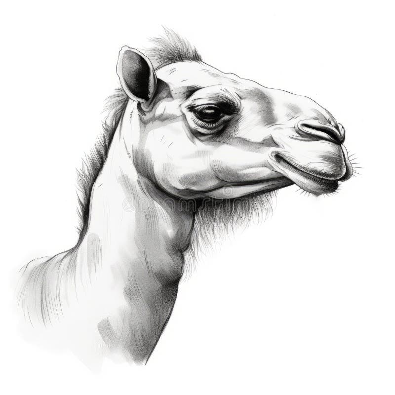 Realistic Camel Head Illustration with Dripping Paint Stock ...
