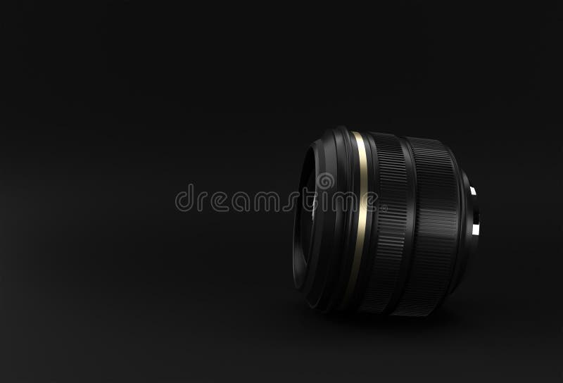Realistic Camera Lens with Reflections 3D Rendering Stock Illustration ...