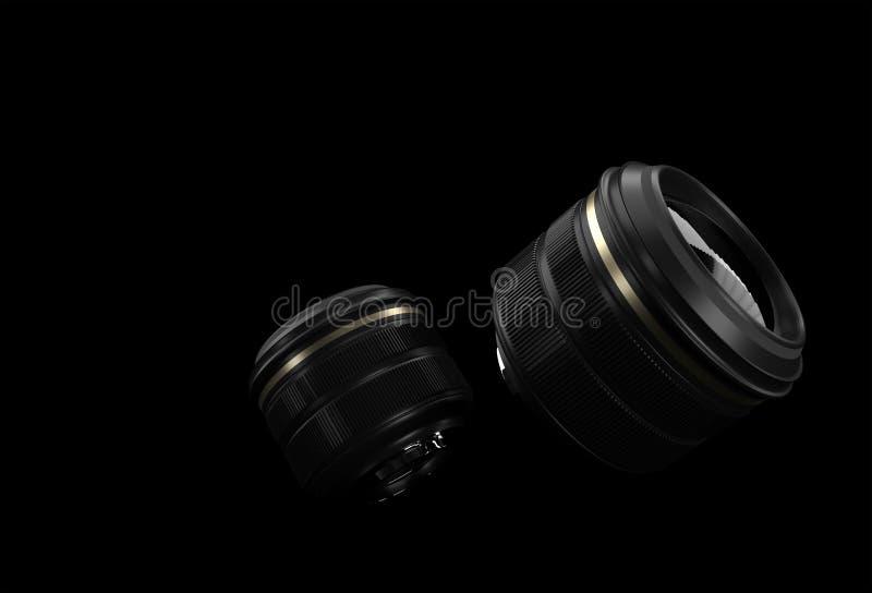 Realistic Camera Lens with Reflections 3D Rendering Stock Illustration ...