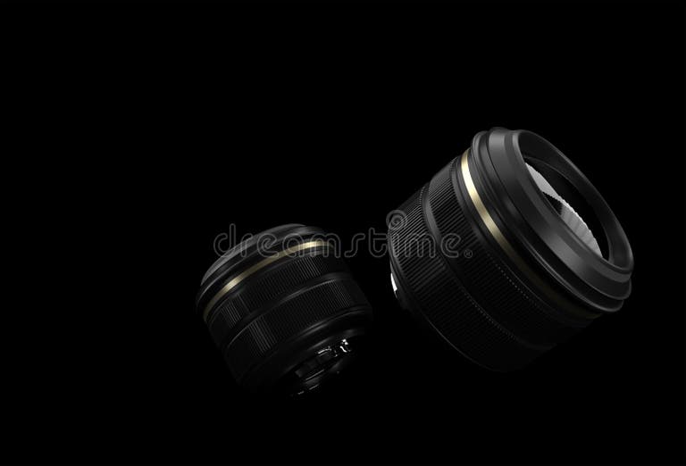 Realistic Camera Lens with Reflections 3D Rendering Stock Illustration ...