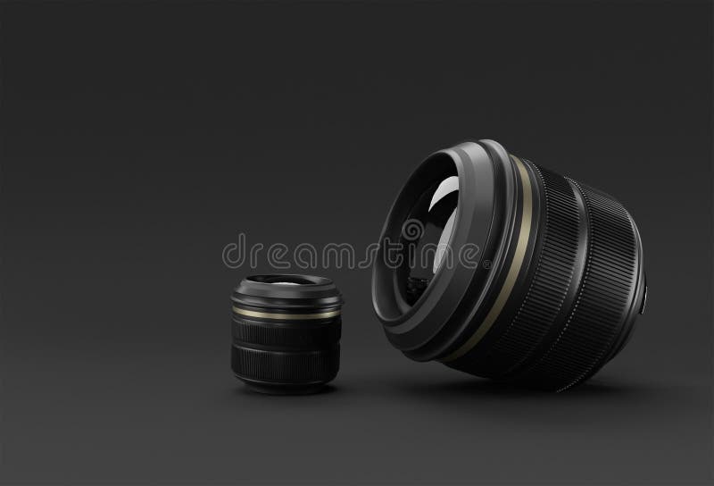 Realistic Camera Lens with Reflections 3D Rendering Stock Illustration ...