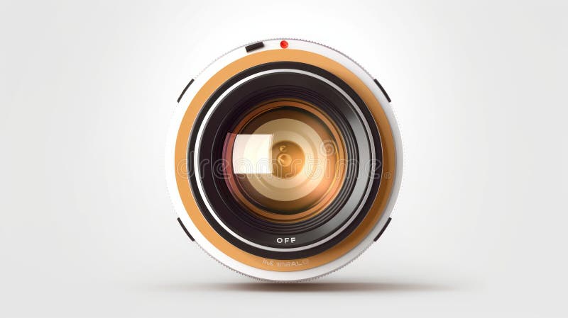 Realistic Camera Lens Renderings on White Background Stock Illustration ...
